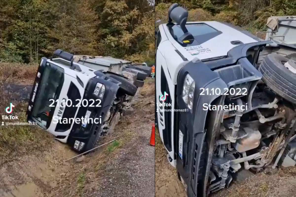 Tovorno vozilo se je prevrnilo na bok | Prlekija-on.net